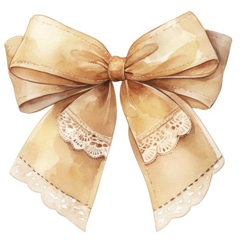 Elegant watercolor beige lace bow | Premium AI-generated image
