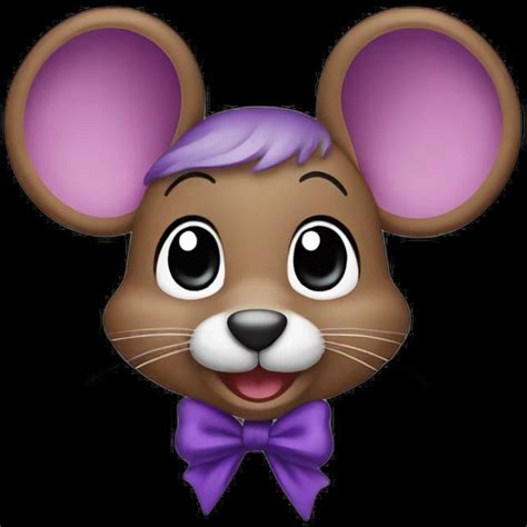 Brown Jerry Mouse Cartoon With Purple Hair Bow Emoji Ai Emoji Generator