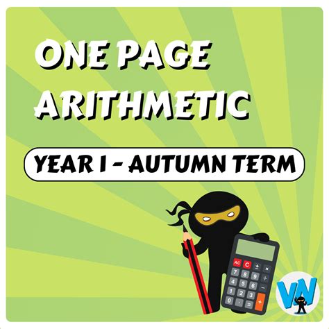 One Page Arithmetic Year 1 Autumn Term Vocabulary Ninja