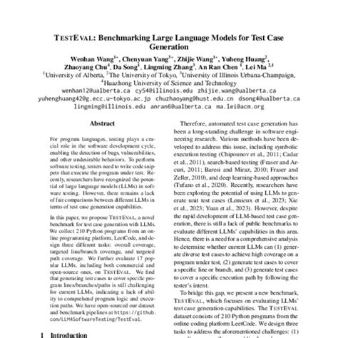 testeval benchmarking large language models for test case generation