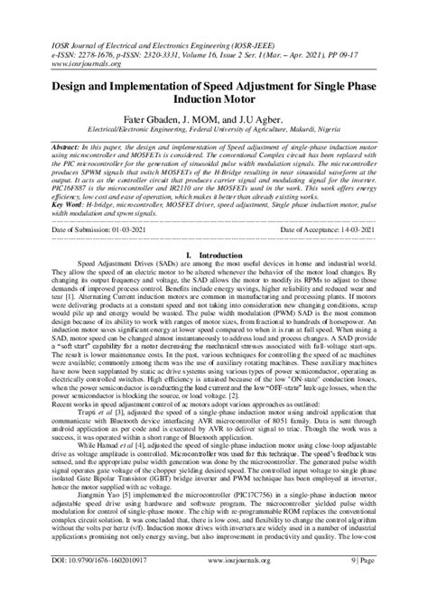 pdf design and implementation of speed adjustment for single phase
