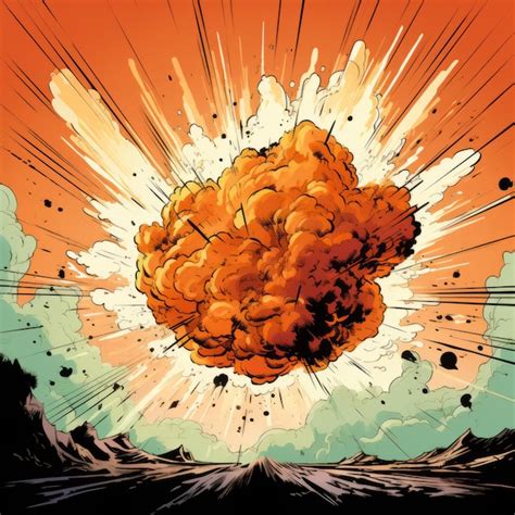 Premium Ai Image Retro Comic Illustration Orange Supernova Explosion