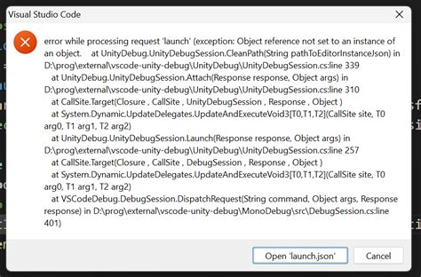 Vs Code Debug Error Unity Engine Unity Discussions