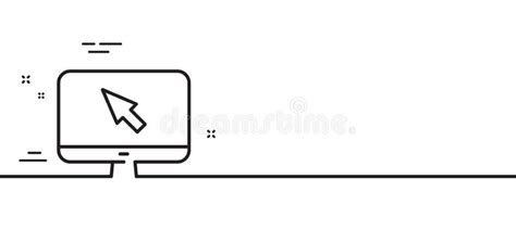 Computer Or Monitor Icon Mouse Cursor Sign Minimal Line Pattern