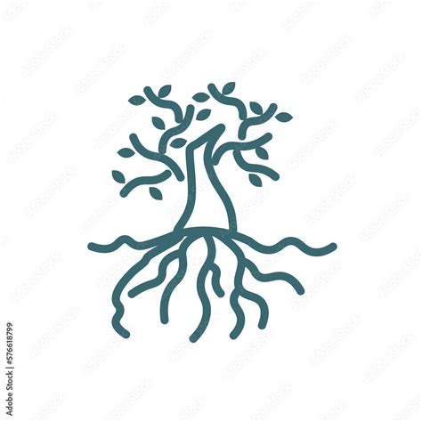 Tree And Roots Icon Thin Line Tree And Roots Tree Icon From Ecology Collection Outline Vector