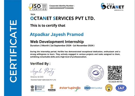 Jayesh Atpadkar On Linkedin Webdevelopment Internship Techjourney