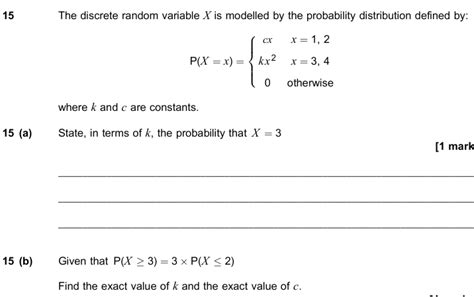 solved 15 the discrete random variable x is modelled by the