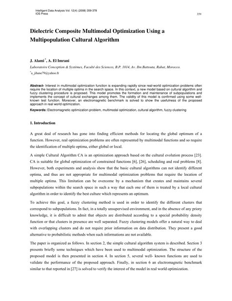 Pdf Dielectric Composite Multimodal Optimization Using A Multipopulation Cultural Algorithm
