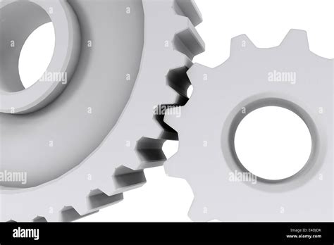 White Cog And Wheel Connecting Stock Photo Alamy