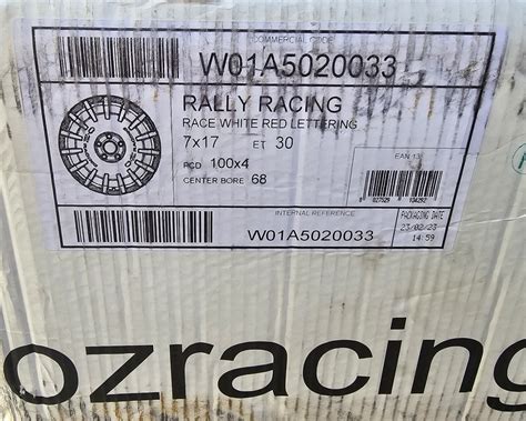 Oz Racing Rally 17x7 4x100 Et 30 Race White Red Lettering W01a Single