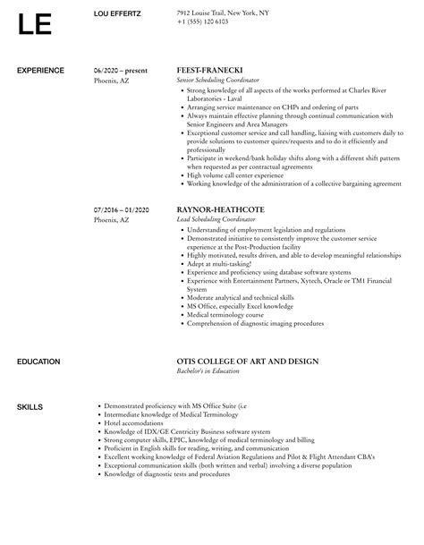 Scheduling Coordinator Resume Samples Velvet Jobs