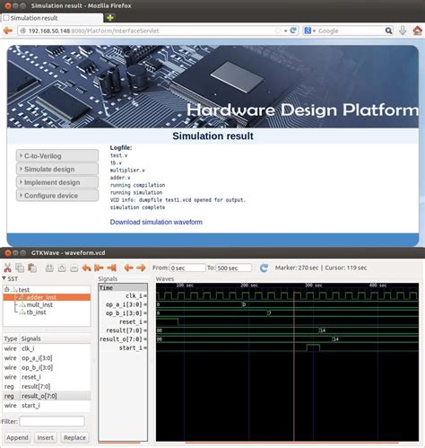 Simulation Result Page Up Displaying The Simulation Log And A Link To