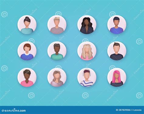 cartoon business men and women avatars 3d web vector illustrations