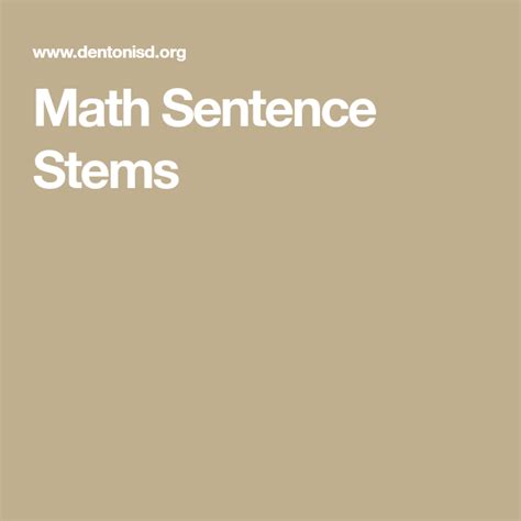 Math Sentence Stems Sentence Stems Math Sentences