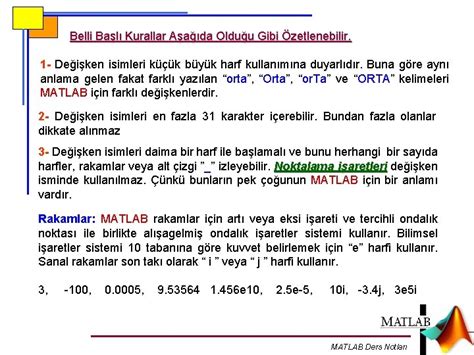 MATLAB De Programlama Matlab Ders Notlar KAYNAKLAR