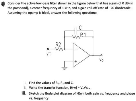 SOLVED Consider The Active Low Pass Filter Shown In The Figure Below That Has A Gain Of DB