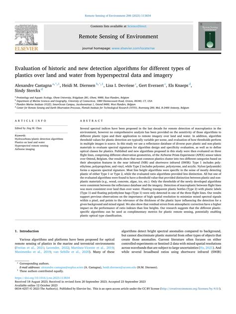 Pdf Evaluation Of Historic And New Detection Algorithms For Different Types Of Plastics Over