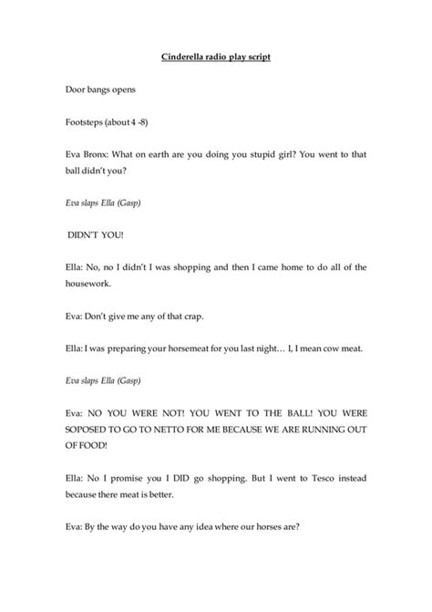 Cinderella Radio Play Script Shorter Docx