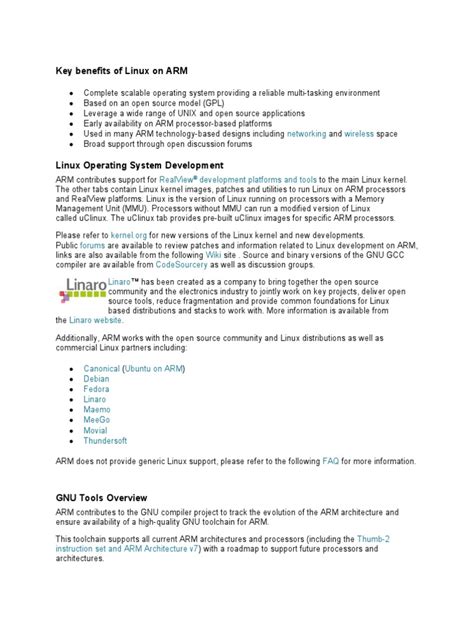 Key Benefits Of Linux On Arm Pdf Linux Arm Architecture