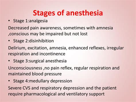 Stages Of General Anaesthesia Induction And Maintenance Of General