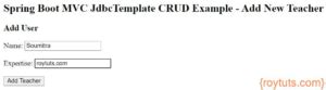 Spring Boot MVC JdbcTemplate CRUD Example Roy Tutorials