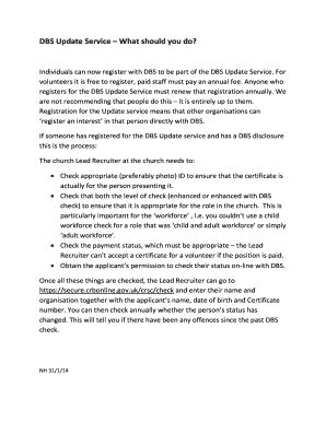 Fillable Online Southwell Anglican DBS Update Service What Should You Do Fax Email Print PdfFiller