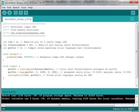 Arduino Part 7 Mengatur Kecerahan Led Elektronika Hendry