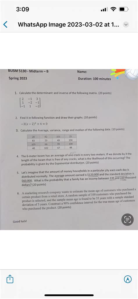 1calculate The Determinant And Inverse Of The