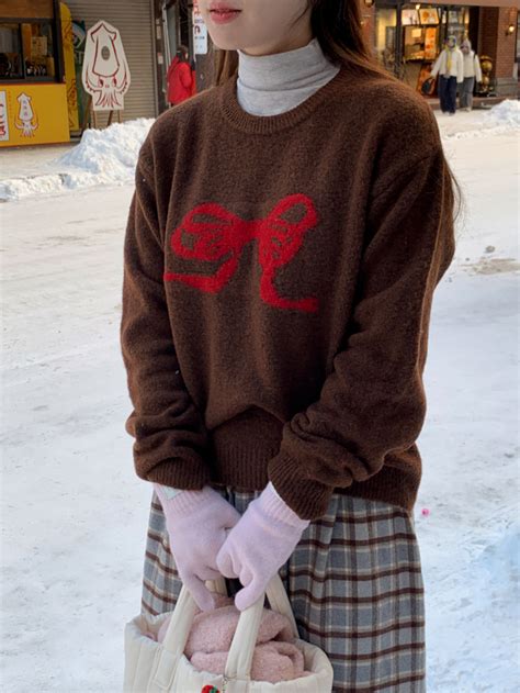 커버 여성 리본 루즈핏 스웨터 니트 2c