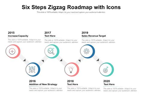 Six Steps Zigzag Roadmap With Icons Ppt Powerpoint Presentation Infographics Shapes