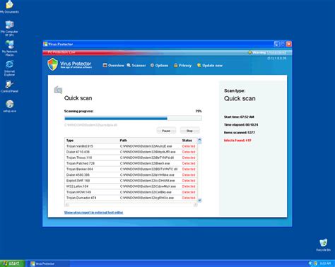 Virus Protector Removal Report