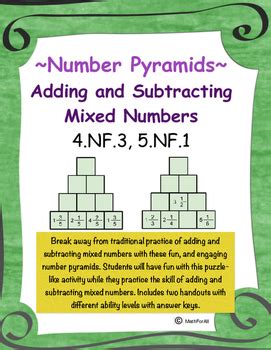 Adding And Subtracting Mixed Numbers Number Pyramids By The Two Sisters