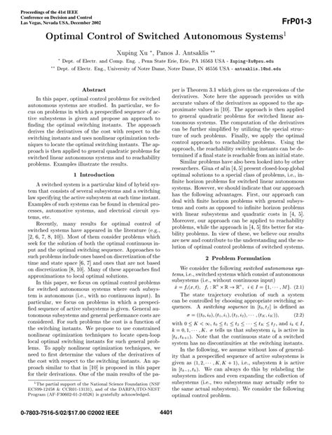 pdf optimal control of switched autonomous systems