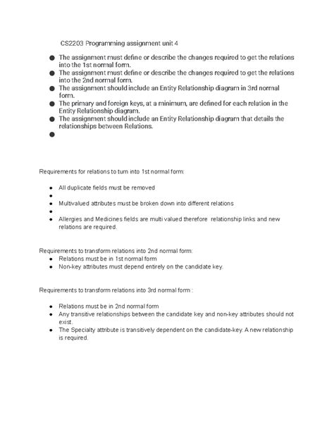 Cs2203 Programming Assignment Unit 4 The Assignment Must Define Or