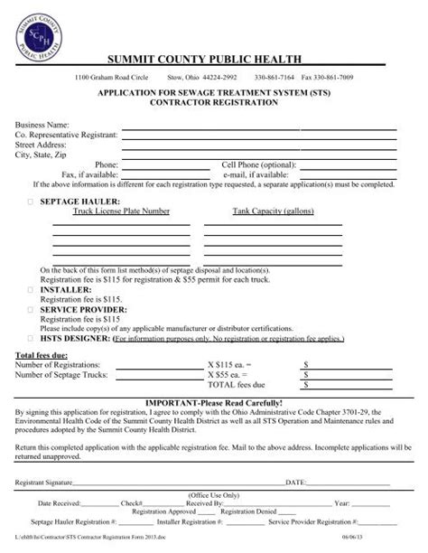 Sts Contractor Registration Application Form Summit County