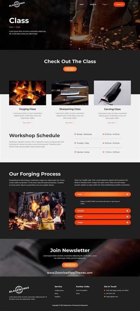 Classes Knife Workshop Elementor Template Kit