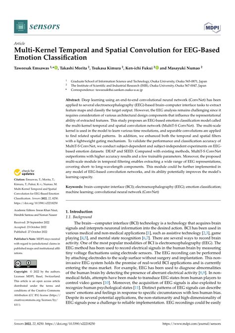 PDF Multi Kernel Temporal And Spatial Convolution For EEG Based Emotion Classification