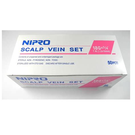 Scalp Vein Sets 18g X 3 4 Box Of 50 Pcs Thin Wall Stainless Steel