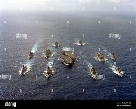 An Aerial View Of The Aircraft Carrier Uss Kitty Hawk Cv 63 And Other Ships Of Battle Group