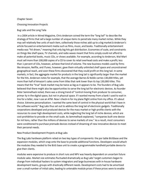 chapter seven choosing innovation projects bug labs and the long pdf