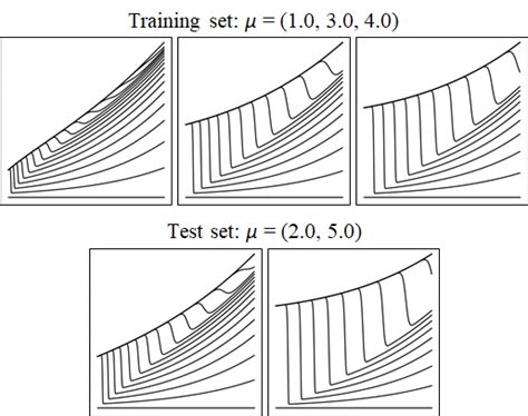 Burgers Equation Test Case Outputs Each Plot Shows Multiple Curves As