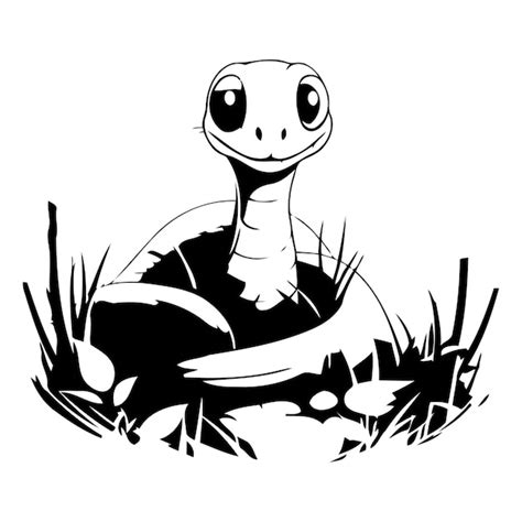 Premium Vector Cute Snake In The Grass Vector Illustration On White