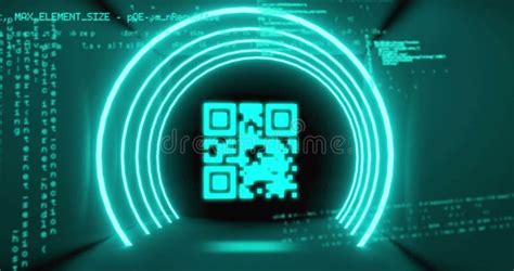 Animation Of Qr Code In Illuminated Circular Tunnel Over Programming Language Stock Footage