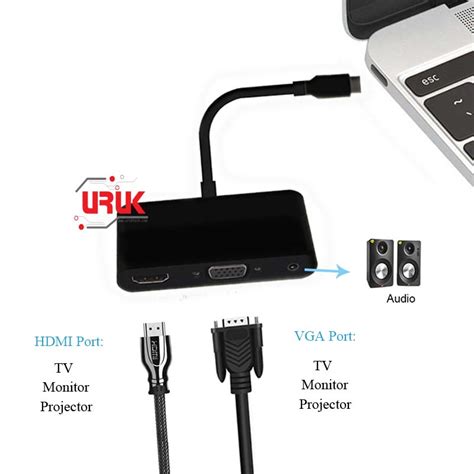 Usb Type C To Vga Hdmi K Adapter With Integrated Pd Charge Port Uruktech