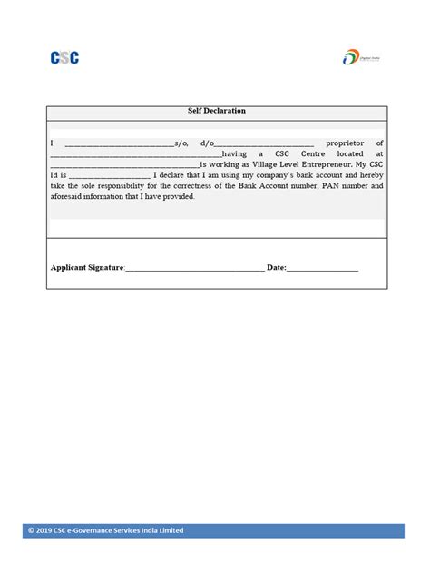 csc self declaration form pdf