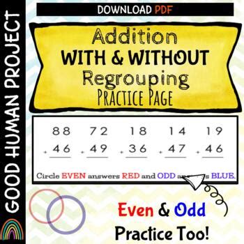 FREEBIE Addition With And Without Regrouping Digit Numbers Math K