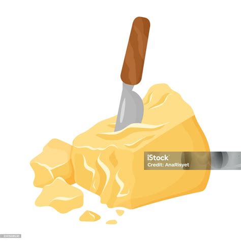 조각으로 자른 칼을 곁들인 파마산 치즈 유기농 농장 식품 디자인 요소 로고 포스터 메뉴에 대한 만화 평면 그림 흰색 배경에
