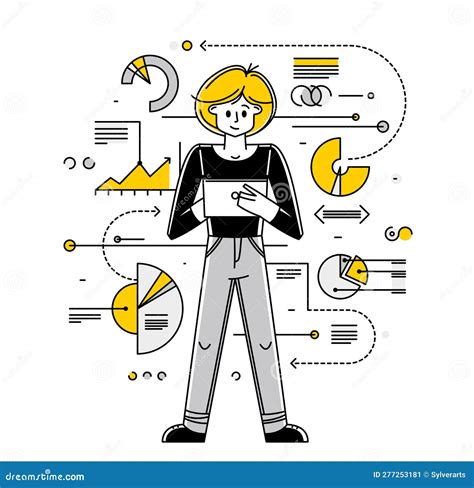 Intellectual Worker Making Analysis Of Some Data On Pc Or Web Data Systematization Collecting