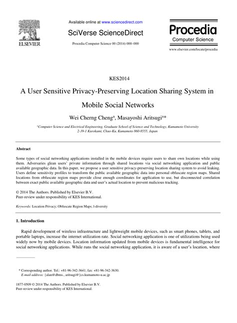 Pdf A User Sensitive Privacy Preserving Location Sharing System In
