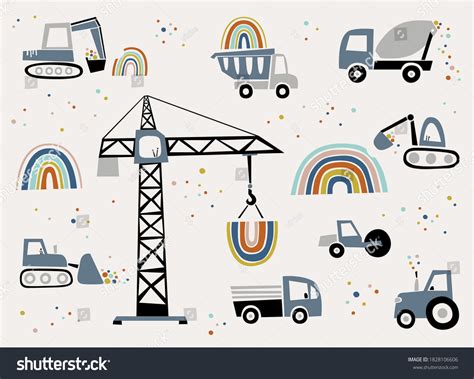 건설 현장 건설장비 및 기계의 세트 스톡 벡터로열티 프리 1828106606 Shutterstock